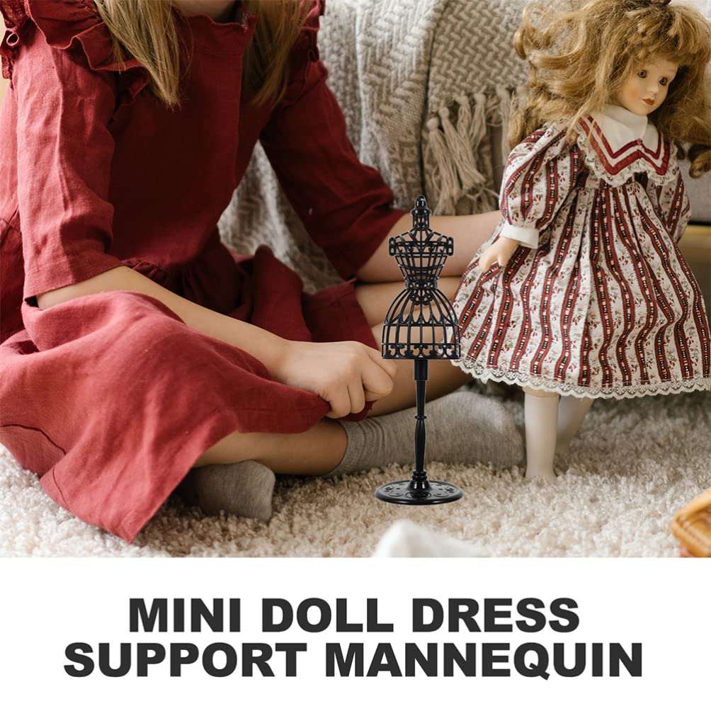 Gadpiparty Skirt Hangers 6 Pack Mini Mannequins Detachable Dress Forms Plastic Doll Clothes Mannequin Display Support Holder for Doll Dress Model Stand (8.5inch, Black) Dress Form