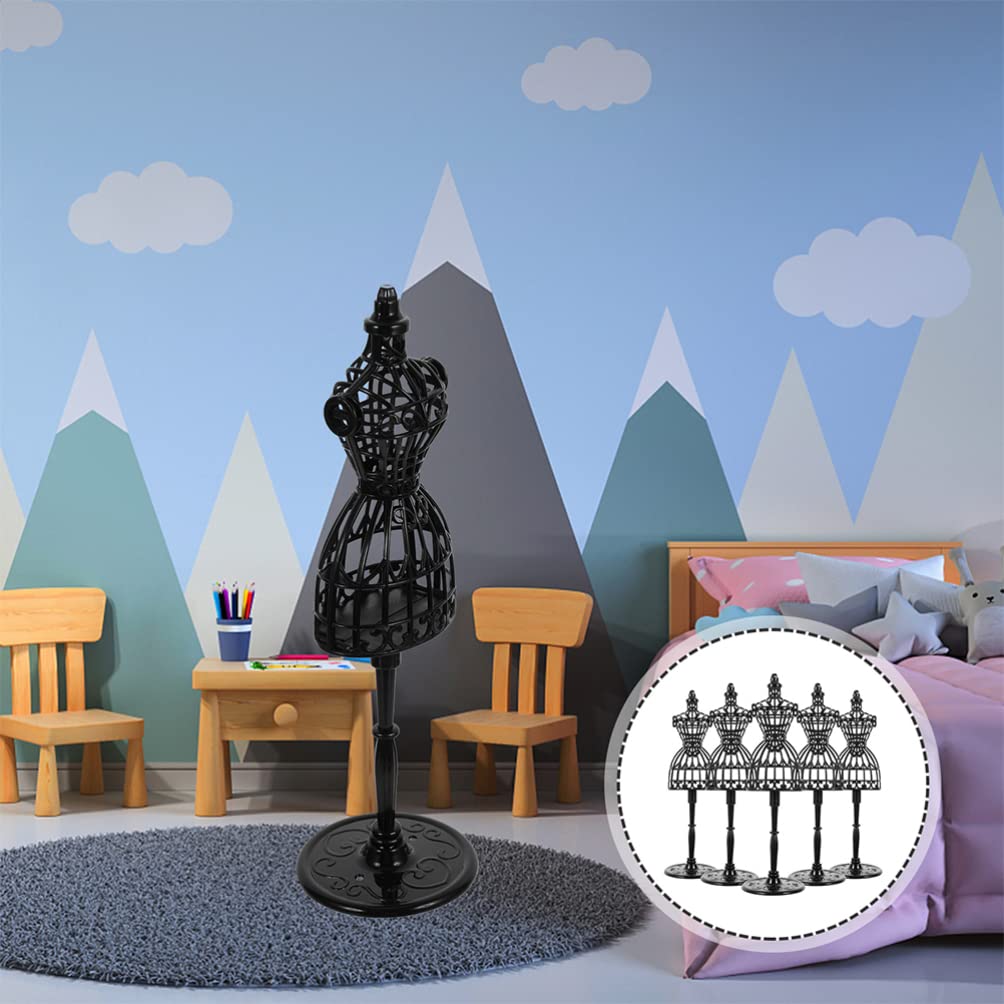 Gadpiparty Skirt Hangers 6 Pack Mini Mannequins Detachable Dress Forms Plastic Doll Clothes Mannequin Display Support Holder for Doll Dress Model Stand (8.5inch, Black) Dress Form