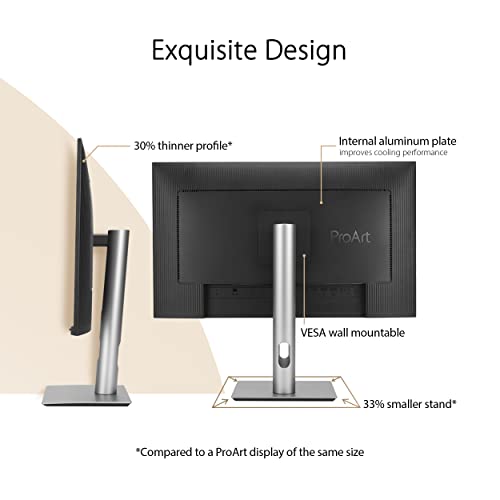 ASUS ProArt Display 27” 4K HDR Professional Monitor (PA279CRV) - IPS, UHD (3840 x 2160), 99% DCI-P3/Adobe RGB, ΔE < 2, Calman Verified, USB-C PD 96W, DisplayPort, Daisy-Chain, Height Adjustable