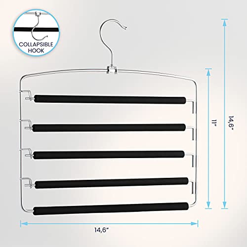 Generic, Space Saving Detachable Hangers, Multi-Layer Clothes & Pants Hangers, 6 in 1 Detachable Clothes Hanger & 5 Layers Swing Arm Pants Hangers, Set 2 Pack - YToTh