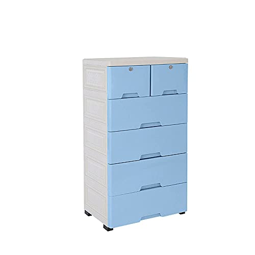 Gdrasuya10 19.68 x 13.78 x 40.16in Plastic Drawers Dresser with 6 Drawers, Plastic Tower Closet Organizer with 4 Wheels Suitable for Apartments Condos And Dorm Rooms (Blue)