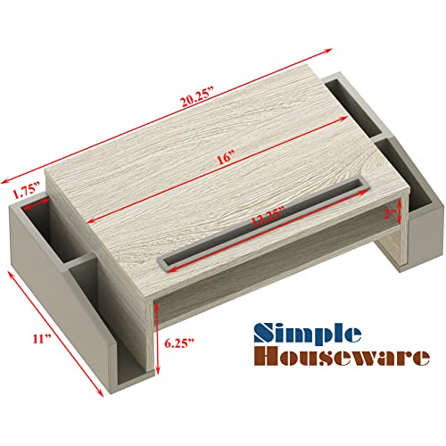 Simple Houseware Desk Monitor Stand Riser with Adjustable Organizer Tray, Maple