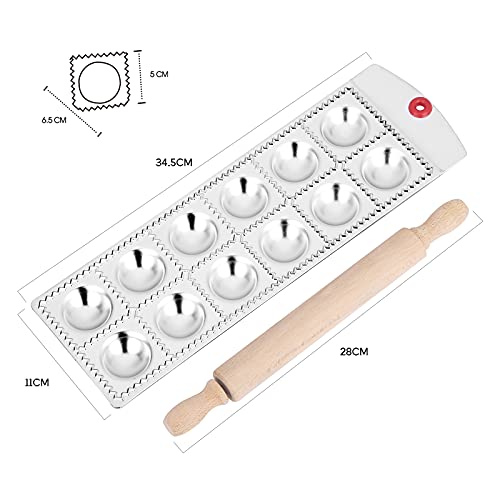 Ravioli Maker & Ravioli molds Tool-12 Hole Round Mold Italian Pasta Italian Tray Kit With Rolling Pin (Round shape)1