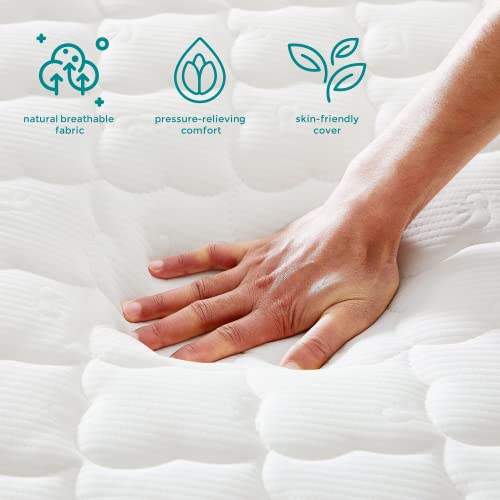 Mattress, Hbaid 8 Inch Memory Foam and Innerspring Hybrid Medium-Firm Feel Hybrid Mattress, Pocket Spring Mattress, Pressure Relieving Comfort Body Support, Bed-in-a-Box (Twin)