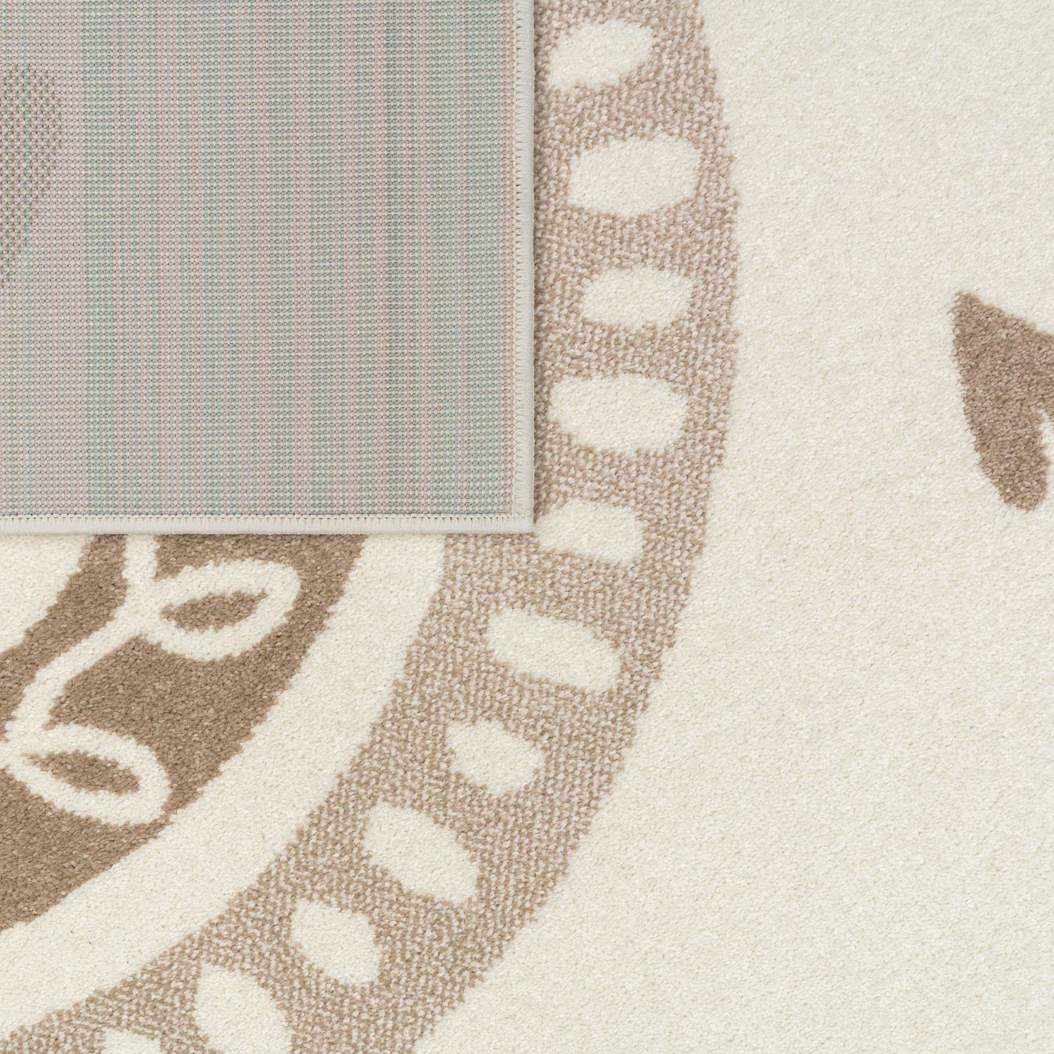 Paco Home Kids Room Rug with Rainbow and Hearts in Beige Brown, Size: 5'3" x 7'3"
