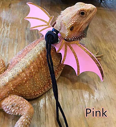 Bearded Dragon Leash and Harness Adjustable Leather Wings Costume Carrier from Baby to Juvenile Lizard Iguana Gecko Chameleon Hamster Ferret Reptile Walking Leash S M L 3 Pack