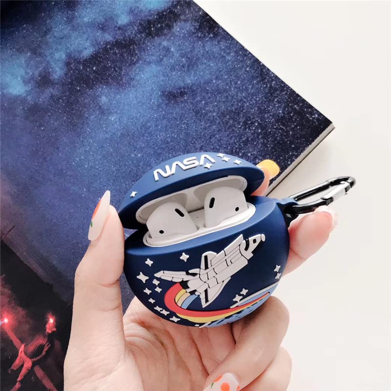 Silicone Case for Airpods Pro, Cute Astronaut Protective Soft Rubber Cover Skin with Keychain for Kids Teens Girls Boys (Astronaut Blue)