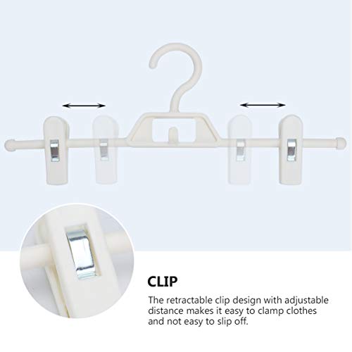 DOITOOL 10PCS Plastic Pants Hangers with Clips Space Saving Hanger for Clothes, Sturdy Skirt Hangers with Adjustable Clip, Closet Clip Hangers for Pant, Jeans, Skirts, Slacks (White)