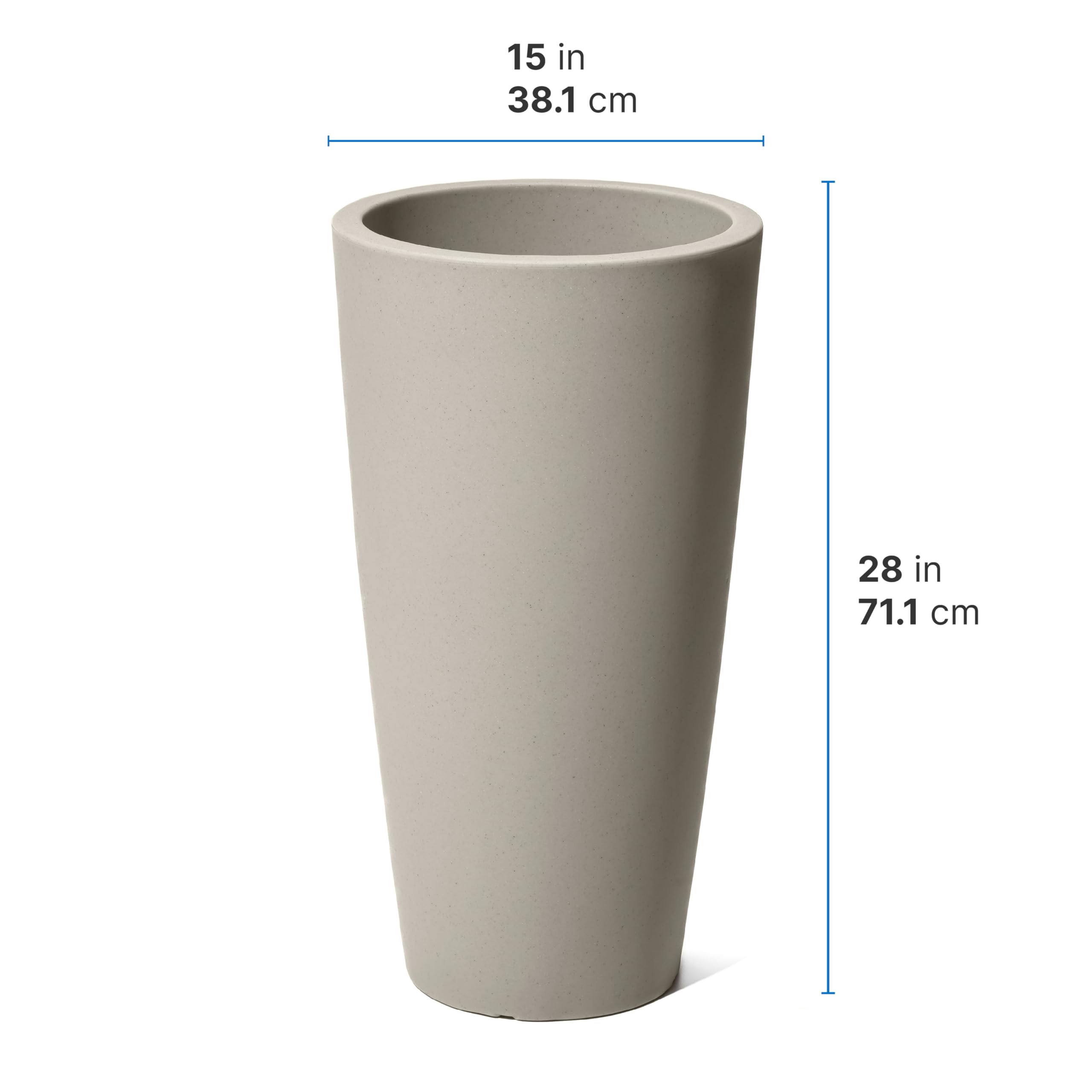 Step2 Tremont Tall Round Tapered Planter, Large Planters for Outdoor Plants, Gardening and Flower Pot for Patio or Porch, Efficient Drainage, Durable Plastic, Concrete, 2-Pack