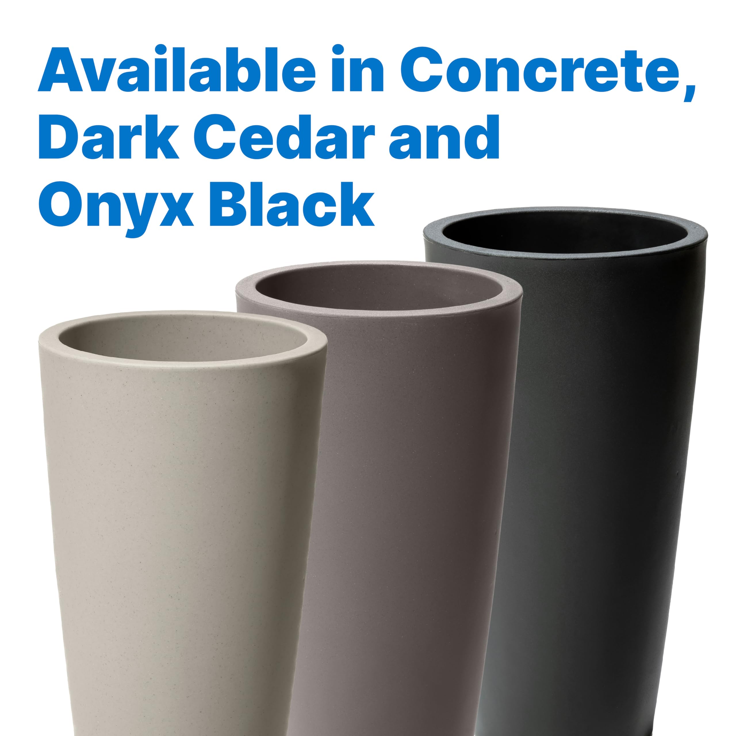Step2 Tremont Tall Round Tapered Planter, Large Planters for Outdoor Plants, Gardening and Flower Pot for Patio or Porch, Efficient Drainage, Durable Plastic, Concrete, 2-Pack