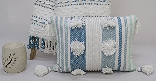 Chicos Home 14"x20" Accent Pillow with Large Poms and Corner Tassles