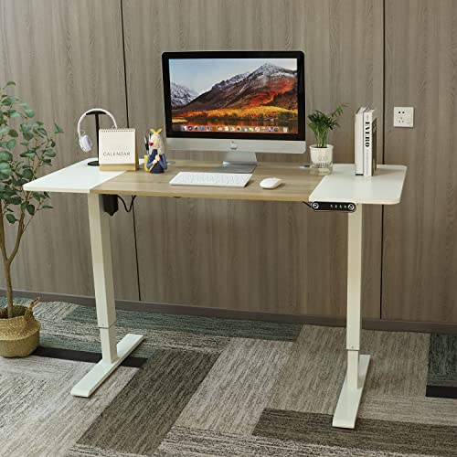 Barhoss Standing Desk Adjustable Height Desk,63x30Inches, Stand Up Desk Table for Home Office, Home Office Computer Desk,Memory Preset,Height adjustments from 28" to 46" White&Oak