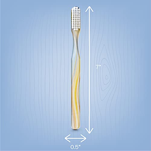 BioSwiss SMYL Toothbrushes with Powerful Soft Nylon Bristles for Adults - Unique Fashion Forward Printed Designs, Oral Care, Effectively Remove Plaque and Tartar Build Up (1 Pack, Fine Stones Yellow)
