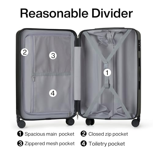 Hanke Luggage Sets 2 piece Carry On Luggage with Wheels PC Hard Shell Suitcases Lightweight Checked Tsa Luggage Large Travel Suitcase Woman Men 20/24 Inch(Jet Black)