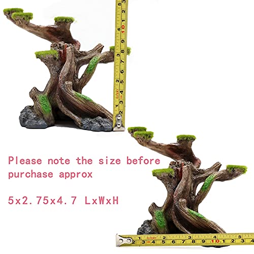 relaqcc Reptile Decor Aquarium Decorations Artificial Moss Resin Fish Tank Rocks Simulation Hollow Tree Leopard Gecko Trunk Accessories Aquarium View(Small3085)