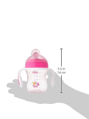 Chicco Semi-Soft Trainer with Bite-Resistant Spout and Spill-Free Lid 7oz.| Removable, Non-Slip Handles | Top-Rack Dishwasher Safe | Easy to Hold Ergonomic Indents | Pink| 6+ Months