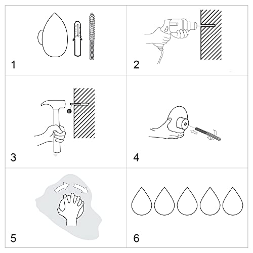 Wall Hooks Wood, Water Droplets Walnut Wood Wall Hooks for Coats, 5PCS Modern Wood Hooks for Wall Robe Hooks Entryway Wall Hangers, Heavy Duty Hooks for Bedroom Living Room