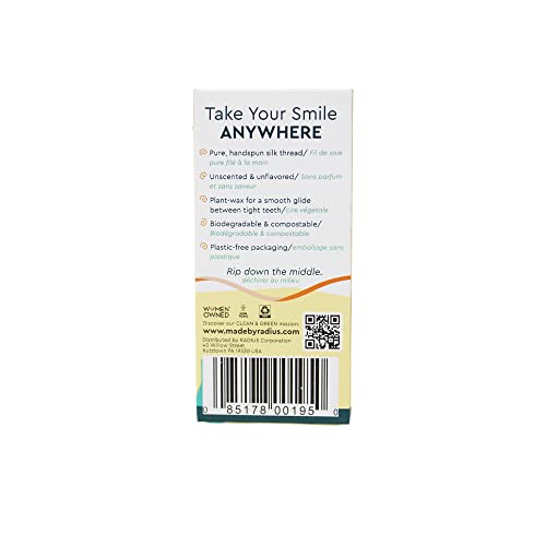 RADIUS Natural Unscented Silk Anywhere Floss Travel Dental Floss for Oral Care Boost Non Toxic Tooth & Gum Protection (20 Single Use Flossers per Pack) - Pack of 3