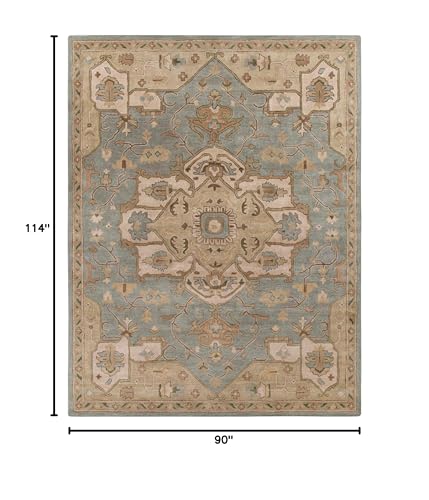 Mark&Day Wool Rugs, 8x10 Roblin Traditional Medium Gray Area Rug, Brown Blue Beige Carpet for Living Room, Bedroom or Kitchen (7'6" x 9'6")