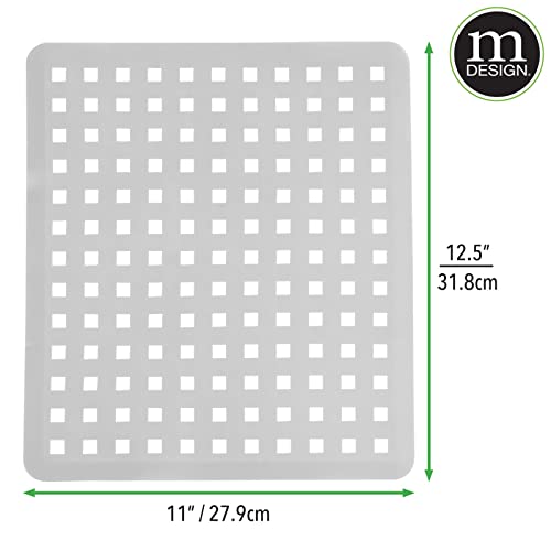 mDesign Kitchen Sink Protector Mat Pad Set, Quick Draining - Use In Sinks to Protect Surfaces and Dishes - 2 Piece Combo Set includes 1 Sink Saddle and 1 Sink Mat - Gray