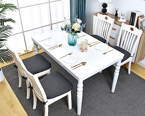 COSNUOSA Kitchen Chair Cushions Dining Chair Cushions with Ties Non Slip Kitchen Dining Chair Pads Seat Cushion Set 17 x 16 Inches Dark Grey 2 Pcs