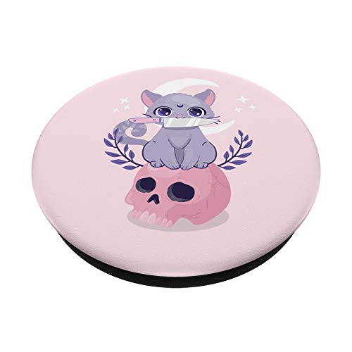 Cute Kawaii Neko Cat Knife Anime Moon Skull Pink Pastel Goth PopSockets PopGrip: Swappable Grip for Phones & Tablets