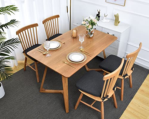 COSNUOSA Kitchen Chair Cushions Dining Chair Cushions with Ties Non Slip Kitchen Dining Chair Pads Seat Cushion Set 17 x 16 Inches Dark Grey 2 Pcs