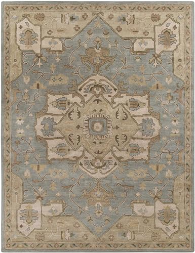 Mark&Day Wool Rugs, 8x10 Roblin Traditional Medium Gray Area Rug, Brown Blue Beige Carpet for Living Room, Bedroom or Kitchen (7'6" x 9'6")