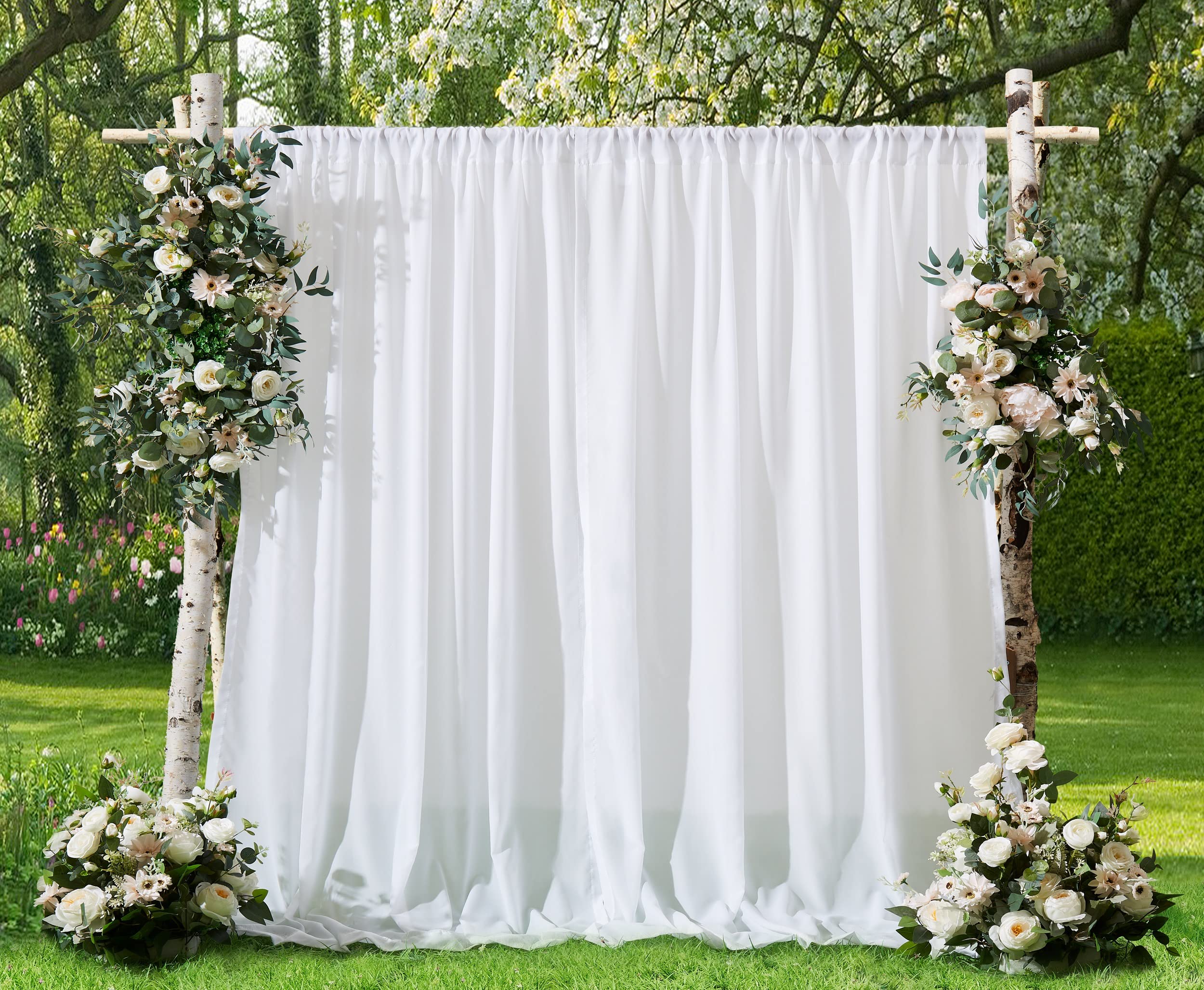 Warm Home Designs 7 Feet Long White Backdrop Curtains. Pair of 52 x 84 Chiffon Backdrop Curtains with 2 Tie-Backs. Perfect as Wedding Backdrop, White Backdrop, or as Chiffon Curtains. WW White 84"