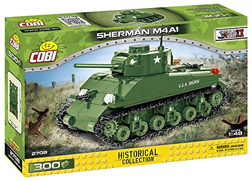 COBI Historical Collection M4A1 Sherman Tank, Green, for 7+ years,300 pcs