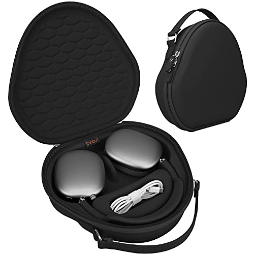 Canboc PU AirPods Max Smart Case Replacement for New Apple AirPods Max Headphone, Extra-Room fit Charger Cable, Black