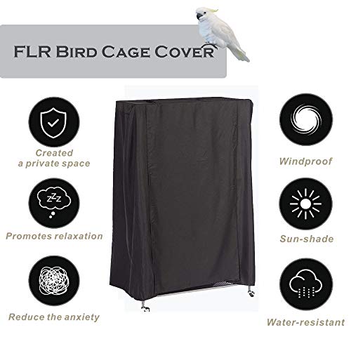 FLR Universal Bird Cage Cover, Breathable Material Good Night Cover for Parrot Waterproof Durable Outdoor Large Bird Cage Cover (40x27x48)