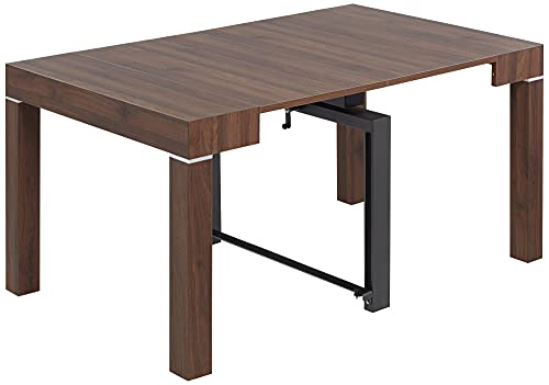 55 Downing Street Warhol Modern Distressed Walnut Wood Rectangular Dining Table 59 1/4" x 35 1/2" Brown 2-Leaf Extension for Spaces Living Room Bedroom Bedside Dining Room Entryway House Office