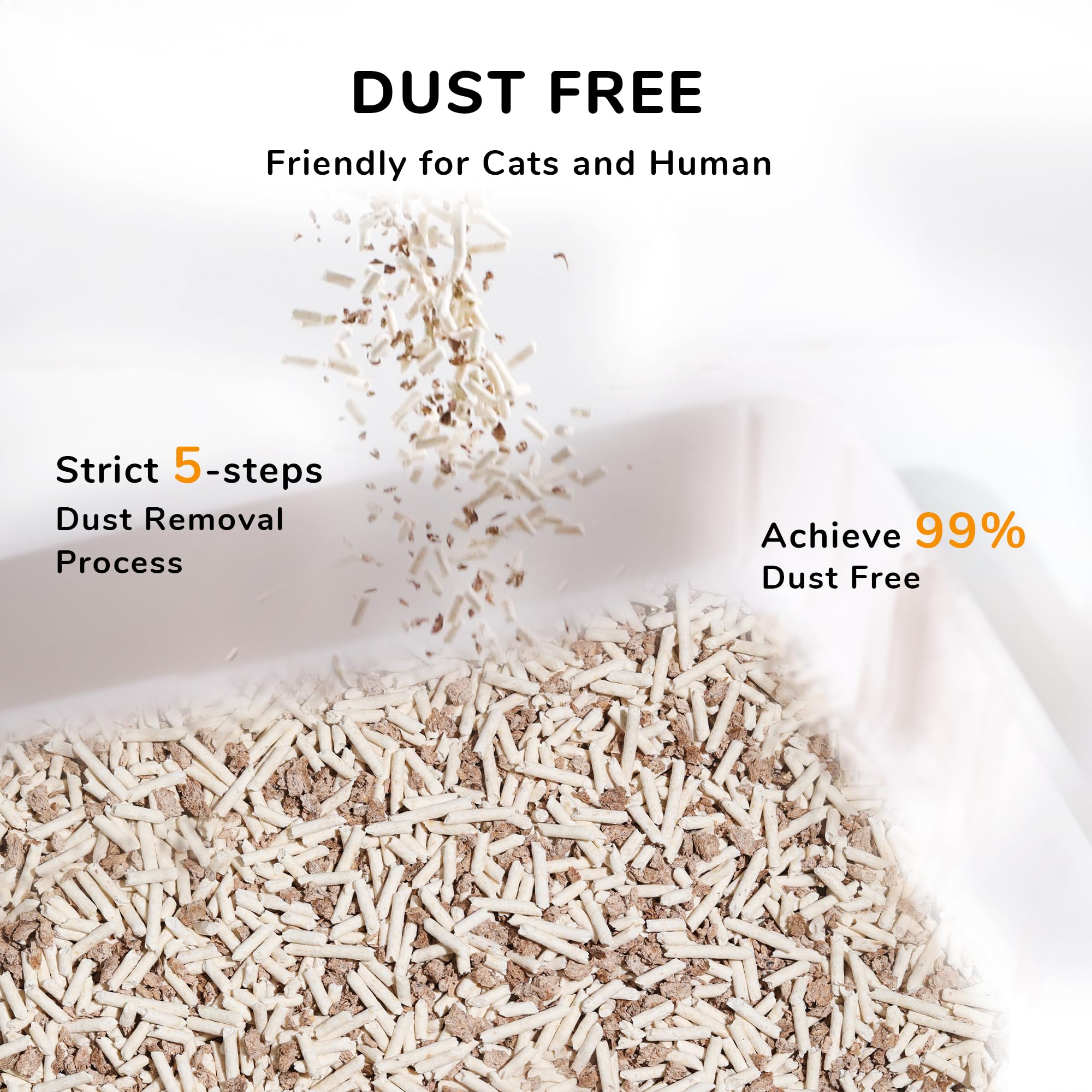 FUKUMARU Tofu Cat Litter, 18 LBS Flushable Cat Litter Clumping, Dust Free Cat Litter Tofu, Natural Unscented, Low Tracking Cat Litter Pellets, 24/7 Odor Control Mixed Apple Wood Pellet