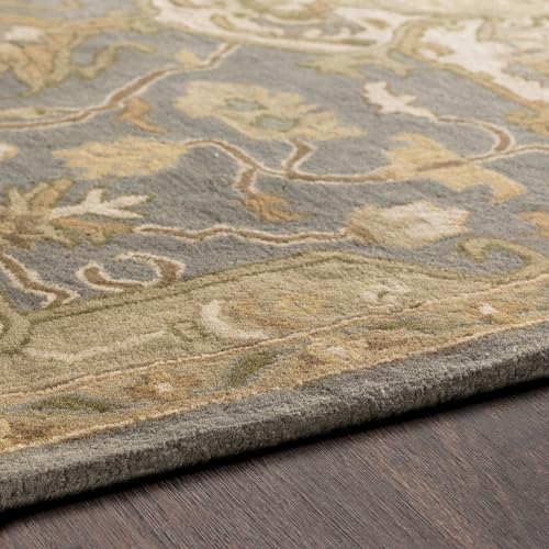 Mark&Day Wool Rugs, 8x10 Roblin Traditional Medium Gray Area Rug, Brown Blue Beige Carpet for Living Room, Bedroom or Kitchen (7'6" x 9'6")