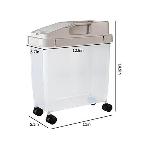 Zaop 20Lbs Airtight Rice Container with Detachable Wheels Dry Food Cereal Beans Storage Container,Sealed 12Lbs Cat Dog Pet Food Bin Tank,Coffee,16JEJDZE30C52TEXT