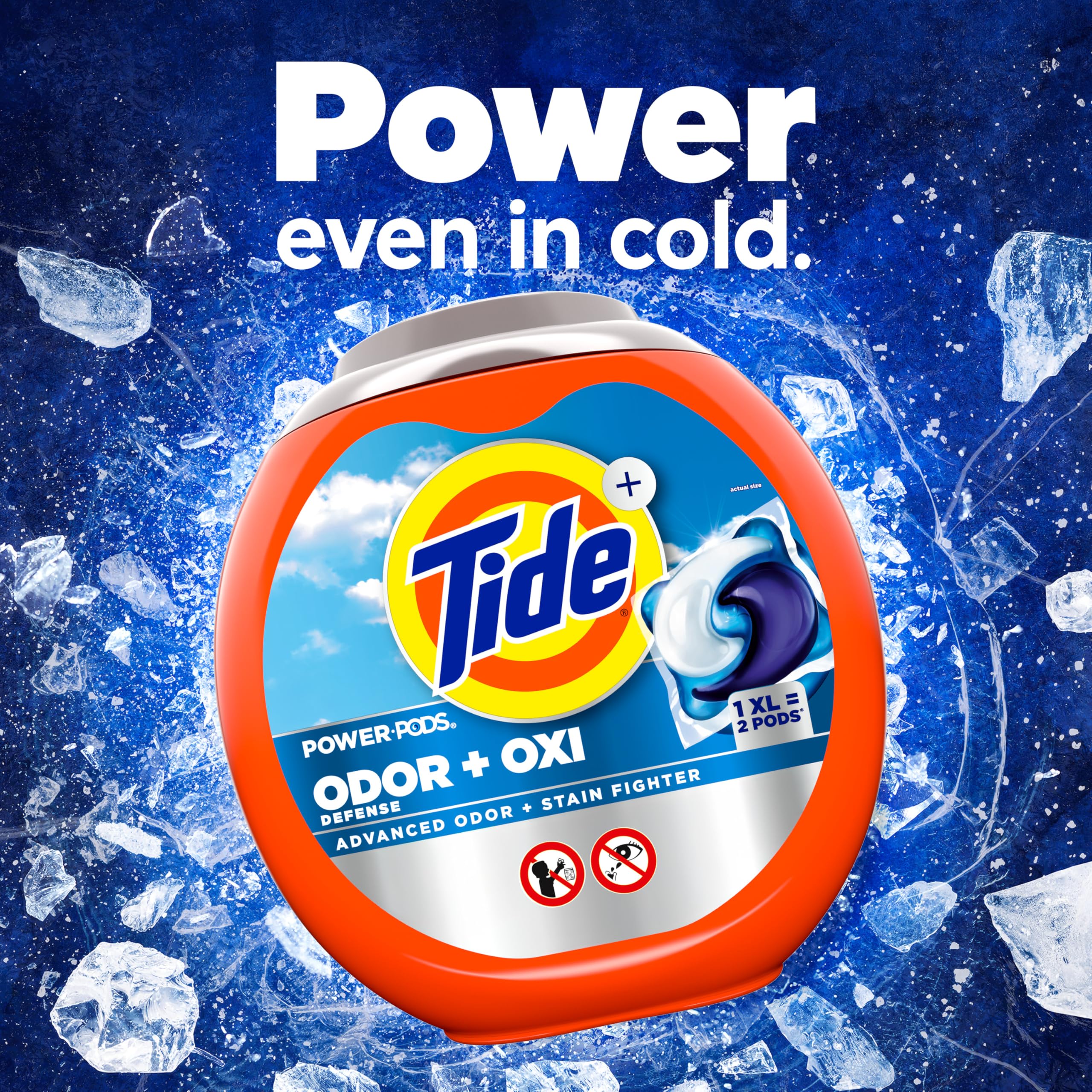 Tide Ultra OXI Power PODS with Odor Eliminators Laundry Detergent Pacs, For Visible and Invisible Dirt, 45 Count, Tide PODS Laundry Detergent, Laundry Pacs