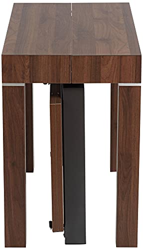 55 Downing Street Warhol Modern Distressed Walnut Wood Rectangular Dining Table 59 1/4" x 35 1/2" Brown 2-Leaf Extension for Spaces Living Room Bedroom Bedside Dining Room Entryway House Office