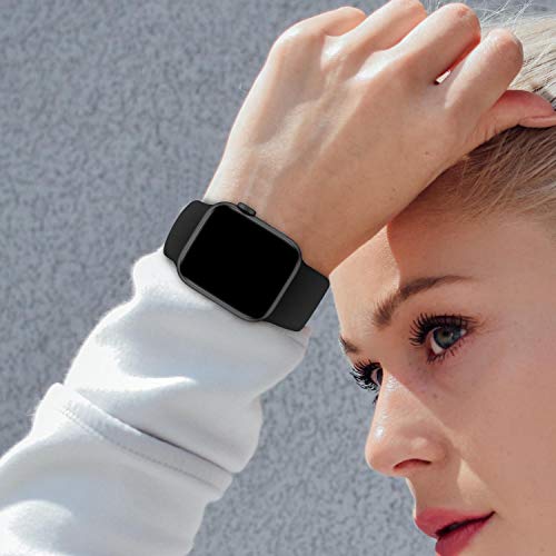 Distore Bands Compatible with Apple Watch 38mm 40mm 41mm 42mm 44mm 45mm, Soft Silicone Replacement Sport Strap Wristbands for iWatch Series 8/7/6/5/4/3/2/1 SE Women Men, Black
