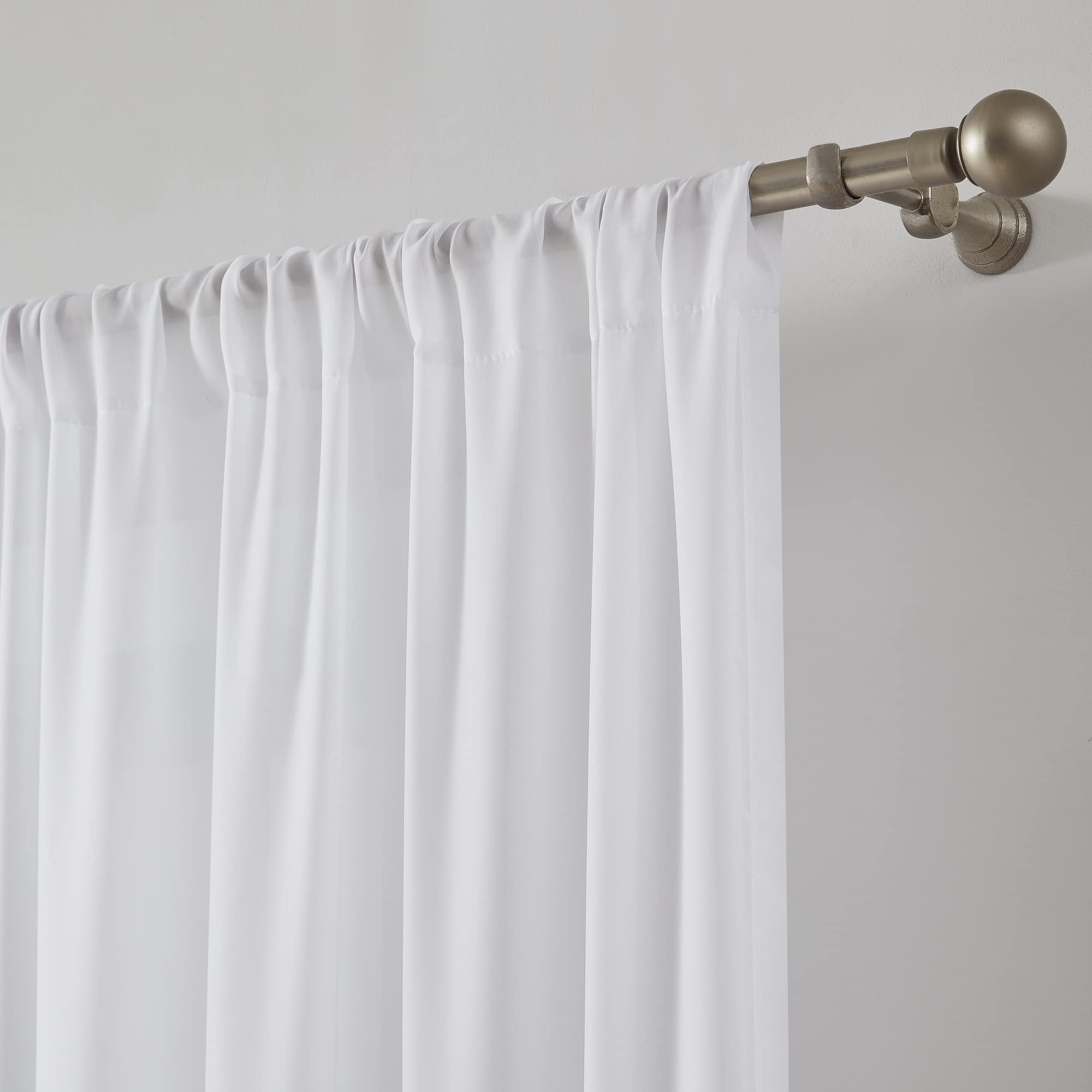 Warm Home Designs 7 Feet Long White Backdrop Curtains. Pair of 52 x 84 Chiffon Backdrop Curtains with 2 Tie-Backs. Perfect as Wedding Backdrop, White Backdrop, or as Chiffon Curtains. WW White 84"