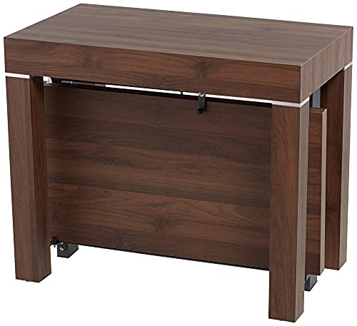 55 Downing Street Warhol Modern Distressed Walnut Wood Rectangular Dining Table 59 1/4" x 35 1/2" Brown 2-Leaf Extension for Spaces Living Room Bedroom Bedside Dining Room Entryway House Office