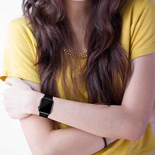 Distore Bands Compatible with Apple Watch 38mm 40mm 41mm 42mm 44mm 45mm, Soft Silicone Replacement Sport Strap Wristbands for iWatch Series 8/7/6/5/4/3/2/1 SE Women Men, Black