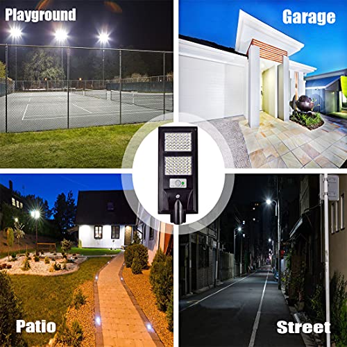 GLW 200W Solar Street Light with Motion Sensor Outdoor Lights 8000LM Dusk to Dawn Solar Flood Lights IP66 Waterproof LED Security Light for Garage,Yard,Parking Lot,Basketball Court and More(2 Pack)