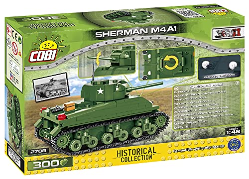 COBI Historical Collection M4A1 Sherman Tank, Green, for 7+ years,300 pcs