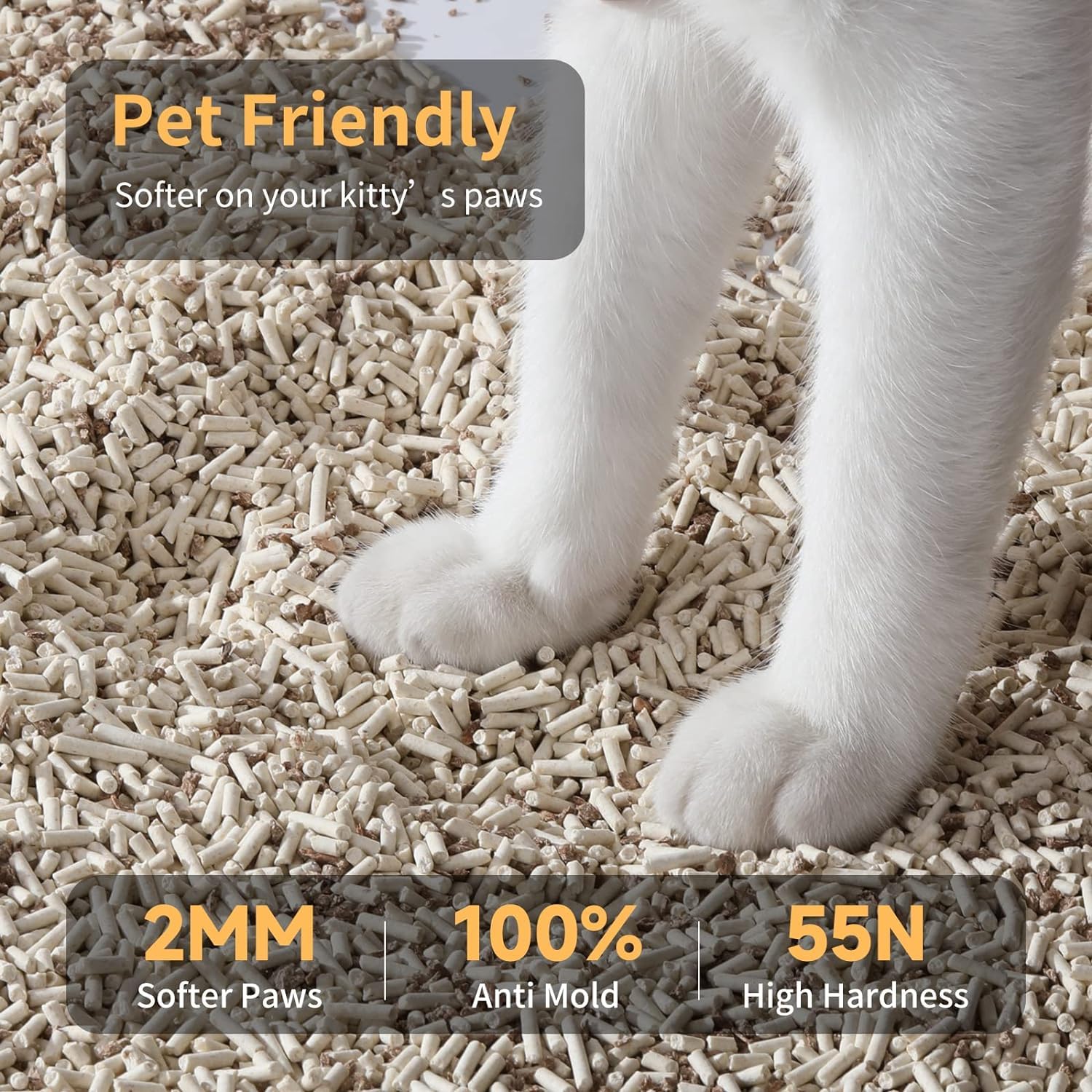 FUKUMARU Tofu Cat Litter, 18 LBS Flushable Cat Litter Clumping, Dust Free Cat Litter Tofu, Natural Unscented, Low Tracking Cat Litter Pellets, 24/7 Odor Control Mixed Apple Wood Pellet