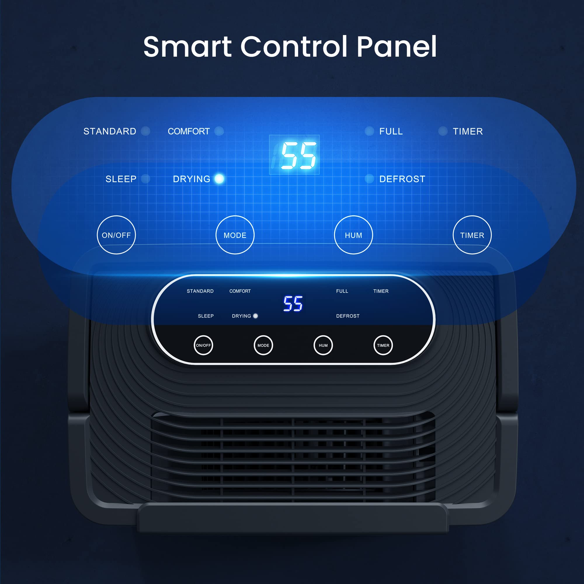 Yaufey 60 Pints Dehumidifier for Home and Basement Cover Spaces up to 5,000 Sq. Ft, Quiet Moisture Remove Intelligent Humidity Control with Drain Hose and 0.79 Gallons Water Tank
