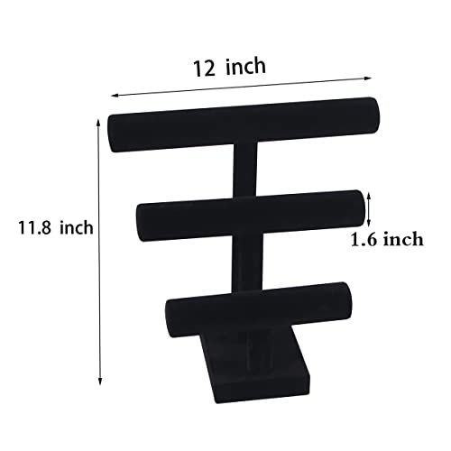 ByKen Jewelry Detachable T Bar Bracelet Display Stand,Bracelet Organizer,Bracelet Holder,Jewelry Display Stand, Long Necklace Bangle Scrunchie Watch Organizer (3 tier, Black
