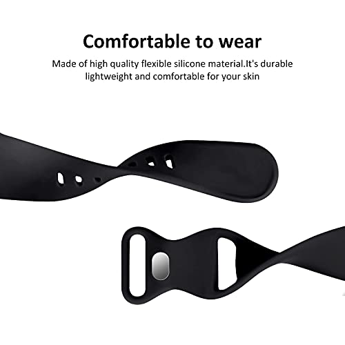 Distore Bands Compatible with Apple Watch 38mm 40mm 41mm 42mm 44mm 45mm, Soft Silicone Replacement Sport Strap Wristbands for iWatch Series 8/7/6/5/4/3/2/1 SE Women Men, Black