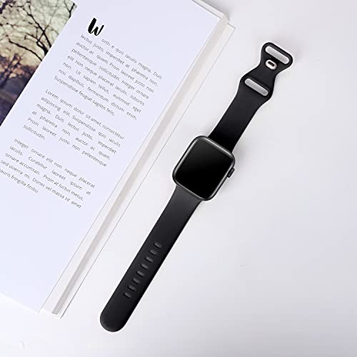 Distore Bands Compatible with Apple Watch 38mm 40mm 41mm 42mm 44mm 45mm, Soft Silicone Replacement Sport Strap Wristbands for iWatch Series 8/7/6/5/4/3/2/1 SE Women Men, Black