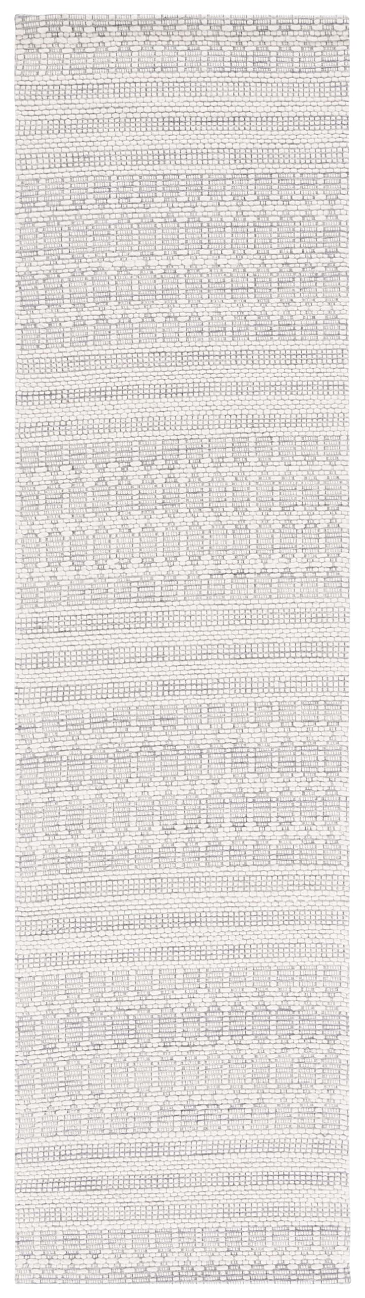 SAFAVIEH Marbella Collection Runner Rug - 2'3" x 9', Grey & Ivory, Handmade Wool, Ideal for High Traffic Areas in Living Room, Bedroom (MRB327F)